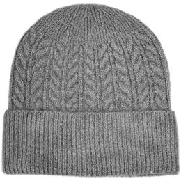 Capelli New York Beanie Feinstrick, Zopfmuster, Einheitsgröße d.grey