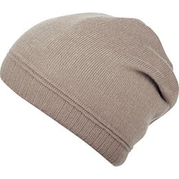 Capelli New York Beanie Packung, Metall-Logo, gerafft, Feinstrick beige