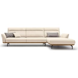 CREATION BY ROLF BENZ Ecksofa »CR.460 Designsofa mit erstklassigem Sitzkomfort« Sockel in Nussbaum, Winkelfüße in Umbragrau, Breite 338 cm perlweiß...