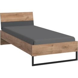 wimex Einzelbett »Texel erhältlich in den Breiten 90 & 140cm« Mit Metallkufe, Bett im Industrial Look Plankeneiche Nachbildung/ Grafit +...
