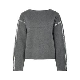 Y.A.S Strickpullover »YASSTITCHA LS KNIT PULLOVER S. NOOS« farblich abgesetzte Nähte Medium Grey Melange Detail:Birch stitches M M Oversized...