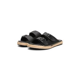 Tommy Hilfiger Pantolette »FLEX JUTTE HILFIGER LTH SANDAL«, Sommerschuh, Schlupfschuh mit Ziernähten schwarz 46 46 Pantolette mit zwei...