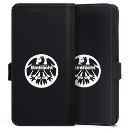 DeinDesign Galaxy S25 Edge Handy Klapph&uuml;lle Handyh&uuml;lle aus Kunst Leder schwarz Flip Case Eagle Logo Eintracht Frankfurt Sideflip mit Lasche