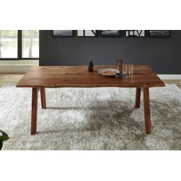 Baumkantentisch Esstisch Akazie Nussbaum 180 x 90 cm Holzgestell Nele