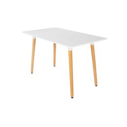 Esszimmertisch MDF-Tischplatte Weiß 120 x 70 cm Tischbeine Buchenholz DANIEL