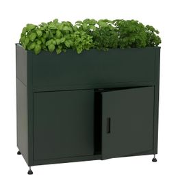Hochbeet HWC-O85, Metallhochbeet Blumenkasten Pflanzkübel Stauraum, Metall 33kg 91x101x51cm ~ grün