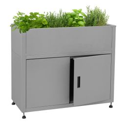 Hochbeet HWC-O85, Metallhochbeet Blumenkasten Pflanzkübel Stauraum, Metall 33kg 91x101x51cm ~ grau