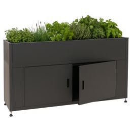Hochbeet HWC-O85, Metallhochbeet Blumenkasten Pflanzkübel Stauraum, Metall 47kg 91x161x51cm ~ anthrazit
