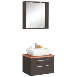 Badmöbel-Set Welltime "Davos", grau (grafit, grau), Kastenmöbel-Sets, mit rechteckigem Waschbecken