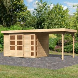 Gartenhaus Karibu "Nordsee 4", beige (naturbelassen), ohne Fußboden, ohne Dacheindeckung, Holzwerkstoff, Gartenhäuser