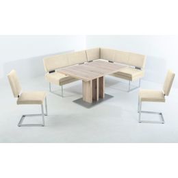 K+w Komfort & Wohnen Essgruppe K+W KOMFORT & WOHNEN, weiß (bianco 31,), B:199cm H:89cm T:158cm, Sitzmöbel-Sets, langer Schenkel links oder rechts, 2 Freischwinger, 1 Funktionstisch
