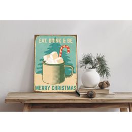 Alu-Dibond-Druck queence "Drink", braun (farbe bild(er): braun), B:20cm H:30cm T:0,2cm, Alu Dibond, Bilder, Marshmallow, Christmas, Schild