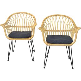 Esszimmersessel "Rattan", beige, B:67cm H:88cm T:60cm, HOFMANN LIVING AND MORE, Sessel, Esszimmerstuhl Rattanstuhl, Handgeflochten