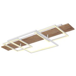 Globo LIGHTING LED Deckenleuchte "VANNI", weiß, Leuchten, Deckenlampe/Wohnzimmer/Schlafzimmer/modern/Holz