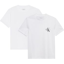 T-Shirt Calvin Klein Jeans "A- Logo CN 2 Pack Tee", Damen, Gr. L (42), weiß (weiß, weiß), Single Jersey, Obermaterial: 100% Baumwolle, unifarben, regular fit normal, Rundhals, eingesetzt abgesteppte Kante, Shirts, Mit Rundhalsausschnitt