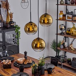hofstein Koyoto H&auml;ngeleuchte Glas 20 cm Gold, Klar, 3-flammig