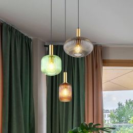 Globo Pendelleuchte Normy, Ø 55 cm, bunt, Glas, 3-flg.