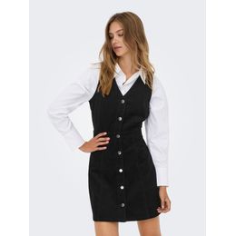 Cordkleid Only "ONLMOXIE S/L BUT CORD DRESS CC PNT", Damen, Gr. L, N-Gr, schwarz, Cord, Obermaterial: 100% Baumwolle, unifarben, regular fit, V-Ausschnitt, Kleider