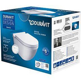 Duravit Starck 3 Wand-Tiefspül-WC-Set 45270900A11 mit WC-Sitz, Rimless, weiß WonderGliss