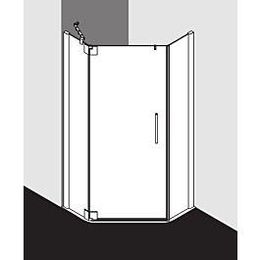Kermi Pasa XP Fünfeck-Duschkabine Pendeltür PXL45090181UK 90x90x185cm, silber mattglanz, ESG SR Opaco, links