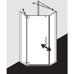Kermi Pasa XP Fünfeck-Duschkabine Pendeltür PXL4309018VAK 90x90x185cm, silber hochglanz, ESG klar, links