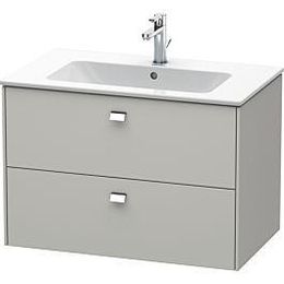 Duravit Brioso Waschtischunterbau BR410201007 820x553 mm, Betongrau Matt, 2 Auszüge, Griff Chrom
