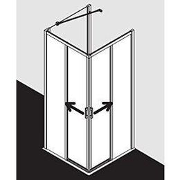 Kermi Liga Eckeinstieg-Hälfte Gleitt. 2-tlg. bodenfrei LIC2L080201AK 80x200cm, silber mattglanz, ESG klar, links, auf Duschwanne