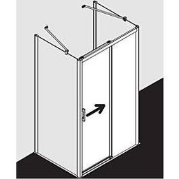 Kermi Pega Gleittür 2-tlg. bodenfrei mit Festfeld PED2R10320VAK 103x200cm, silber hochglanz, ESG klar, rechts, auf Duschplatz
