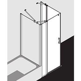 Kermi Pega Pendeltür-Eckeinstiegshälfte 2-tlg. PEEPL07518VAK 75x185cm, silber hochglanz, ESG klar, links, auf Duschwanne