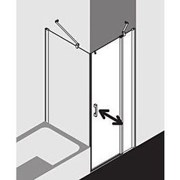Kermi Pega Pendeltür 1-flügelig mit Festfeld PE1NR08318VAK 83x185cm, silber hochglanz, ESG klar, rechts, auf Duschplatz