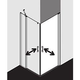 Kermi Pega Pendeltür-Eckeinstiegshälfte PE1ER07820VAK 78x200cm, silber hochglanz, ESG klar, rechts, auf Duschplatz