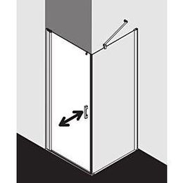 Kermi Pega Pendelt. 1-fl., bodenfr. mit Festfeldern PE1KL09020VAK 90x200cm, silber hochglanz, ESG klar, links, auf Duschwanne