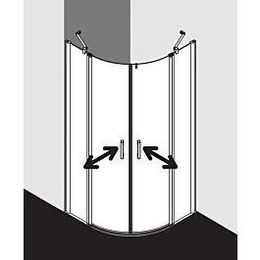 Kermi Pega Viertelkreis-Pendeltür mit Festfeldern PEP5508020VAK 80x200cm, silber/hochglanz, Radius 52/55cm
