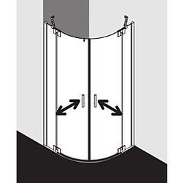 Kermi Filia XP Viertelkreis-Pendeltür FXP5010020VPK 100x200cm, silber hochglanz, ESG klar Clean, Radius 50