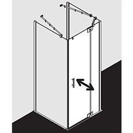 Kermi Filia XP Pendeltür mit Festfeld für Seitenwand FX1WR10020VPK 100x200cm, silber hochglanz, ESG klar Clean, rechts, auf Duschwanne