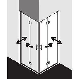 Kermi Liga Eckeinstiegshälfte Pendel-Falttür LI2CR093181AK 93x185cm, silber mattglanz, ESG klar, rechts, auf Duschplatz