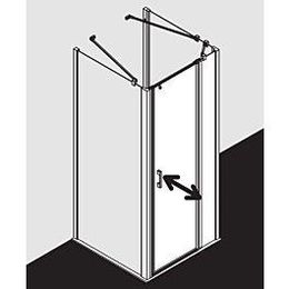 Kermi Liga Pendeltür mit Festfeld für Seitenwand LI1GR085181AK 85x185cm, silber mattglanz, ESG klar, rechts, auf Duschwanne