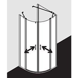 Kermi Liga Viertelkreis-Pendeltür mit Festfeldern LIP55090181AK 90x185cm, silber mattglanz, ESG klar, auf Duschwanne