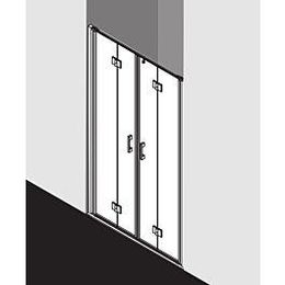 Kermi Liga Pendel-Falttür 4-tlg. in Nische LI2T4120181AK 120x185cm, silber mattglanz, ESG klar, auf Duschwanne