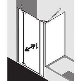 Kermi Filia XP Pendeltür mit Festfeldern FX1GL11020VPK 110x200cm, silber hochglanz, ESG klar Clean, links, auf Duschwanne