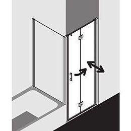 Kermi Liga Pendel-Falttür für Seitenwand LI2SR075181AK 75x185cm, silber mattglanz, ESG klar, rechts, auf Duschwanne