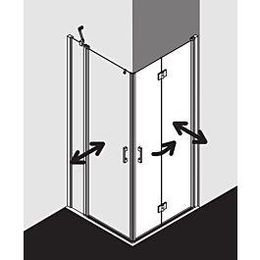 Kermi Liga Eckeinstiegshälfte Pendel-Falttür LI2CR080181AK 80x185cm, silber mattglanz, ESG klar, rechts, auf Duschwanne