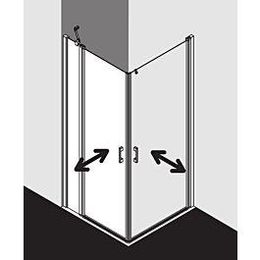 Kermi Liga Eckeinstieg-Hälfte Pendeltür mit Festfeld LIEPL093181AK 93x185cm, silber mattglanz, ESG klar, links, auf Duschplatz