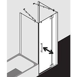 Kermi Pasa XP Pendeltür 1-fl. Festfeld für Seitenwand PX1WR09320VAK 93x200cm, silber hochglanz, ESG klar, rechts, auf Duschplatz
