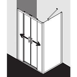 Kermi Pega Gleitt. 4-tlg. bodenfrei mit Festfeldern PED4B12018VAK 120x185cm, silber hochglanz, ESG klar, auf Duschwanne