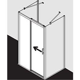 Kermi Pega Gleittür 2-tlg. bodenfrei mit Festfeld PED2L10318VAK 103x185cm, silber hochglanz, ESG klar, links, auf Duschplatz