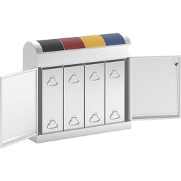 Wertstoffsammler Schrank, kompakt, mit farbigen Klappdeckeln, 4 x 45 l, HxBxT 975 x 1100 x 320 mm kaiserkraft