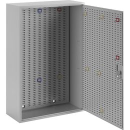 eurokraft basic Schlüsselschrank, lichtgrau RAL 7035, HxBxT 450 x 300 x 130 mm, für 60 Haken