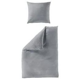Bettwäsche Bierbaum "Chic Uni", grau (hellgrau), B/L: 240cm x 220cm, 1 Stk., 2 Stk., Seersucker, B/L: 40cm x 80cm & 40cm x 80cm, 3 Stk., Seersucker, Obermaterial: 100% Baumwolle, Bettwäsche, Schickes Unidesign: Modern und elegant für jedes Schlafzimmer