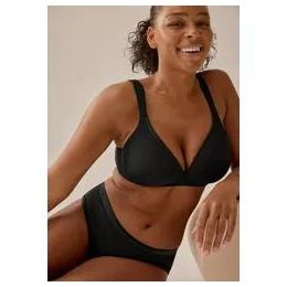 Bügelloser BH Naturana "The Wednesday", Damen, Gr. 85, Cup D, schwarz, Obermaterial: 89% Polyamid, 11% Elasthan. Futter: 100% Polyester. Spitze: 64% Polyamid, 36% Elasthan, leicht glänzend, unifarben, sehr bequem, BHs, mit Schale, Glanzband, breite Träger, weich, bequem, ohne Bügel